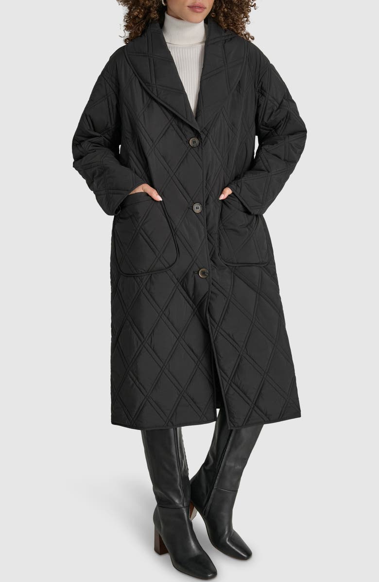 DKNY Diamond Quilted Longline Jacket | Nordstromrack