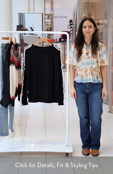 NIC+ZOE Ruffle Trim Cotton Blend Sweater | Nordstrom