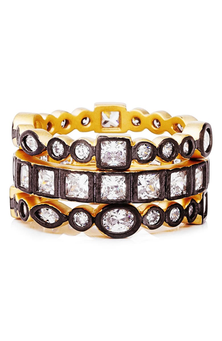 FREIDA ROTHMAN 14K Gold & Rhodium Plated Sterling Silver Mixed Shape CZ ...
