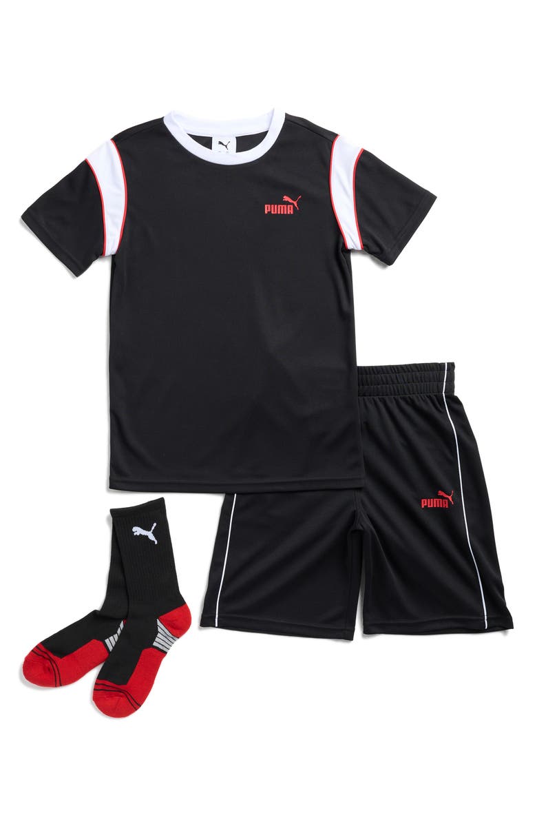 PUMA Kids' Interlock Mesh T-Shirt, Shorts & Socks Set | Nordstromrack