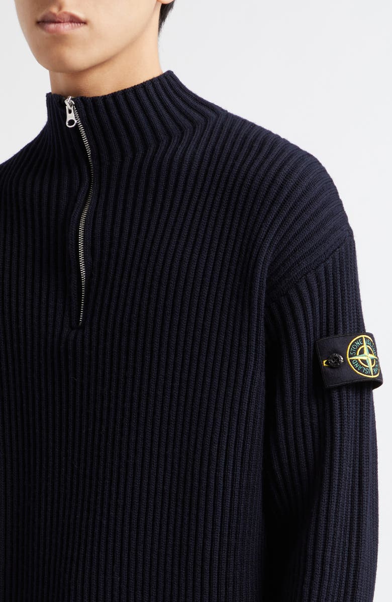 Stone Island Wool Rib Quarter Zip Sweater | Nordstromrack