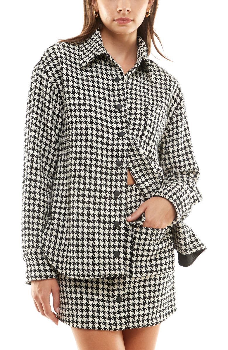 WAYF x Jourdan Sloane Michelle Houndstooth Jacquard Snap-Up Jacket ...