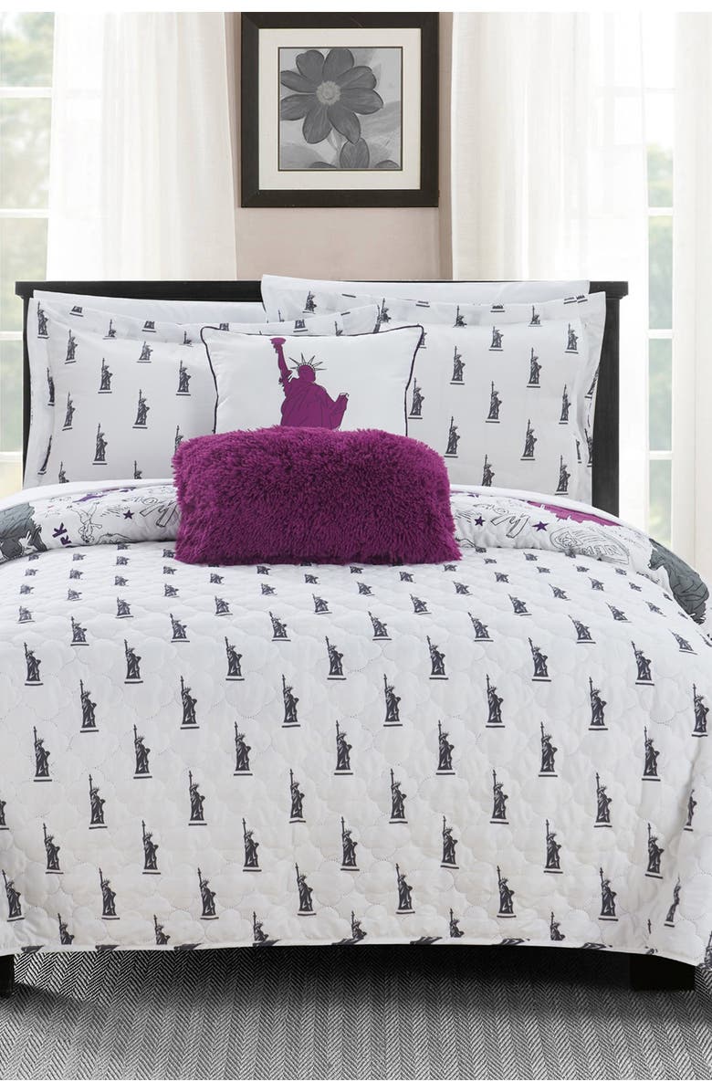CHIC Twin Fulton Reversible New York Quilt Set - Purple | Nordstromrack