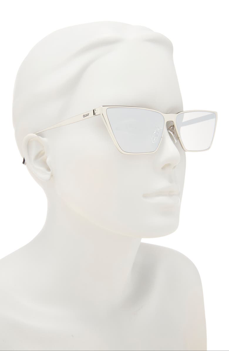 QUAY Bad Habit 63mm Chrome Cat Eye Sunglasses | Nordstromrack