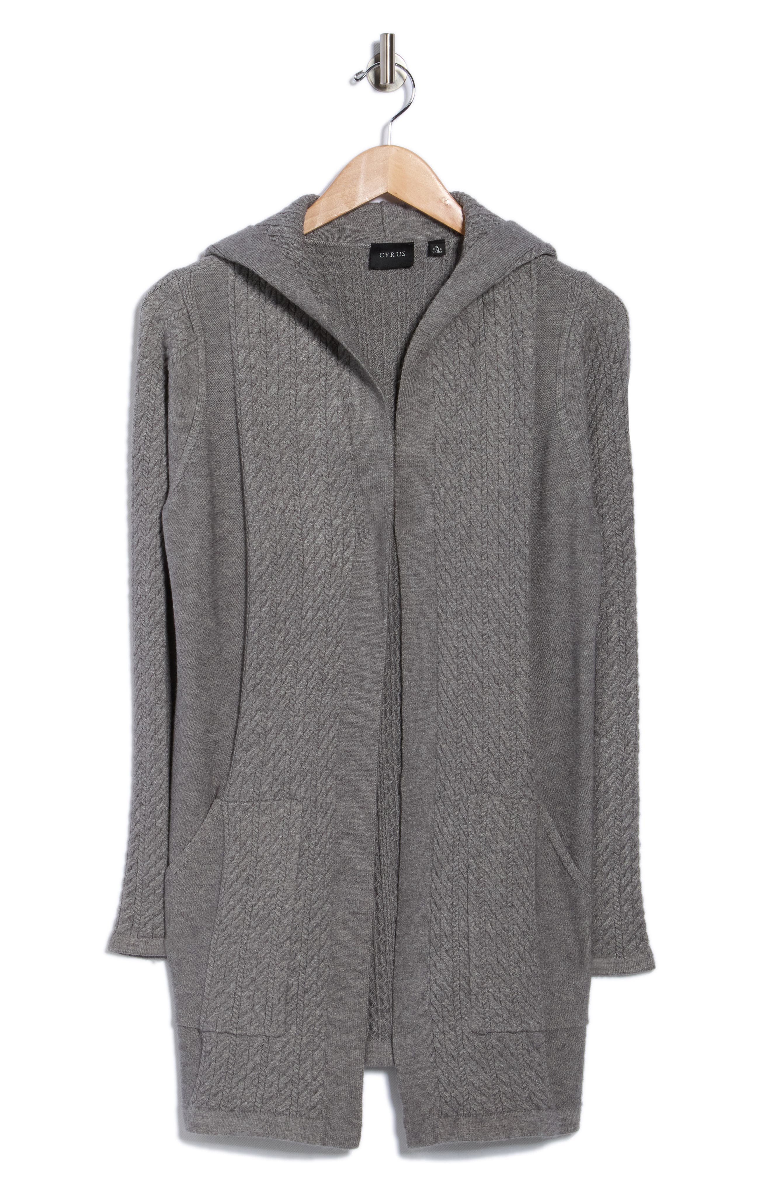 CYRUS Cable Knit Hooded Cardigan | Nordstromrack