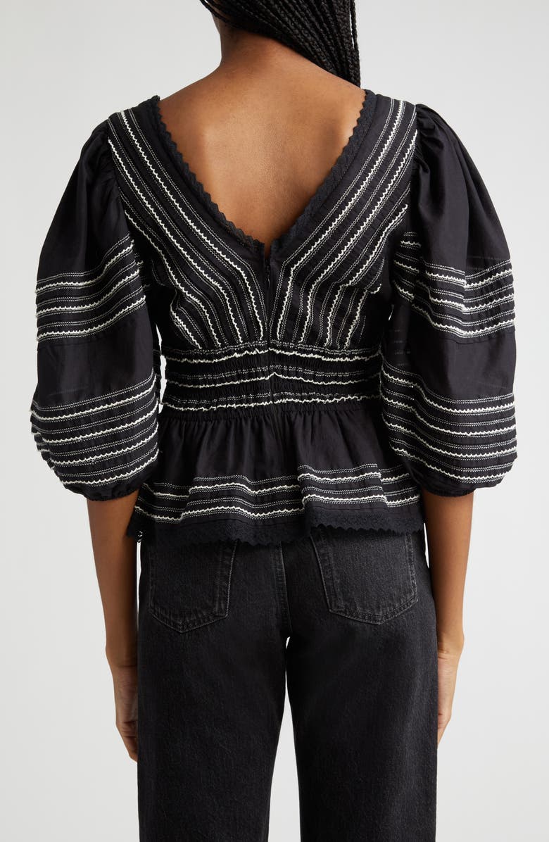 Sea Mable Puff Sleeve Cotton Peplum Top | Nordstrom