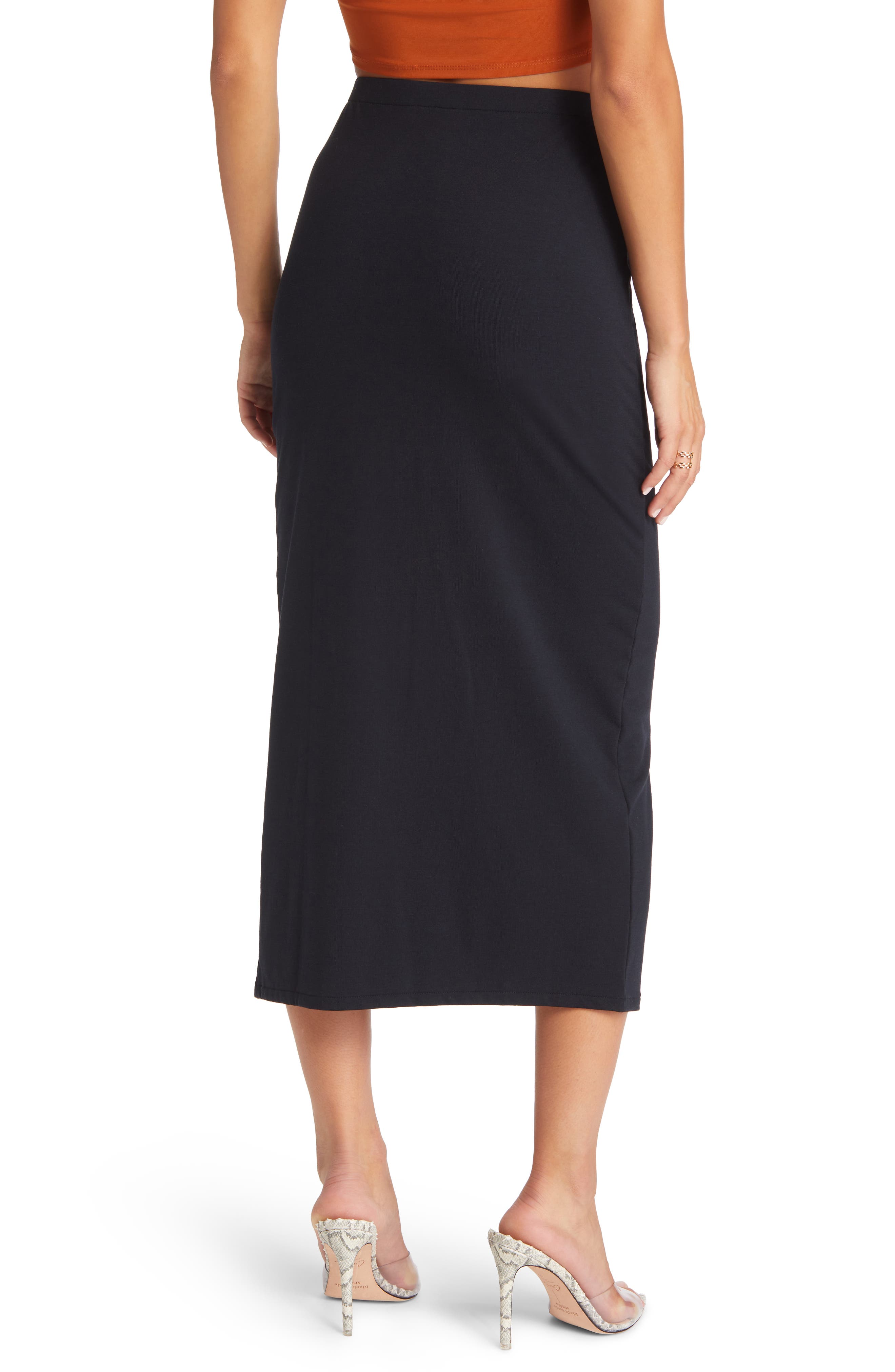 Open Edit Slit Hem Midi Skirt | Nordstrom