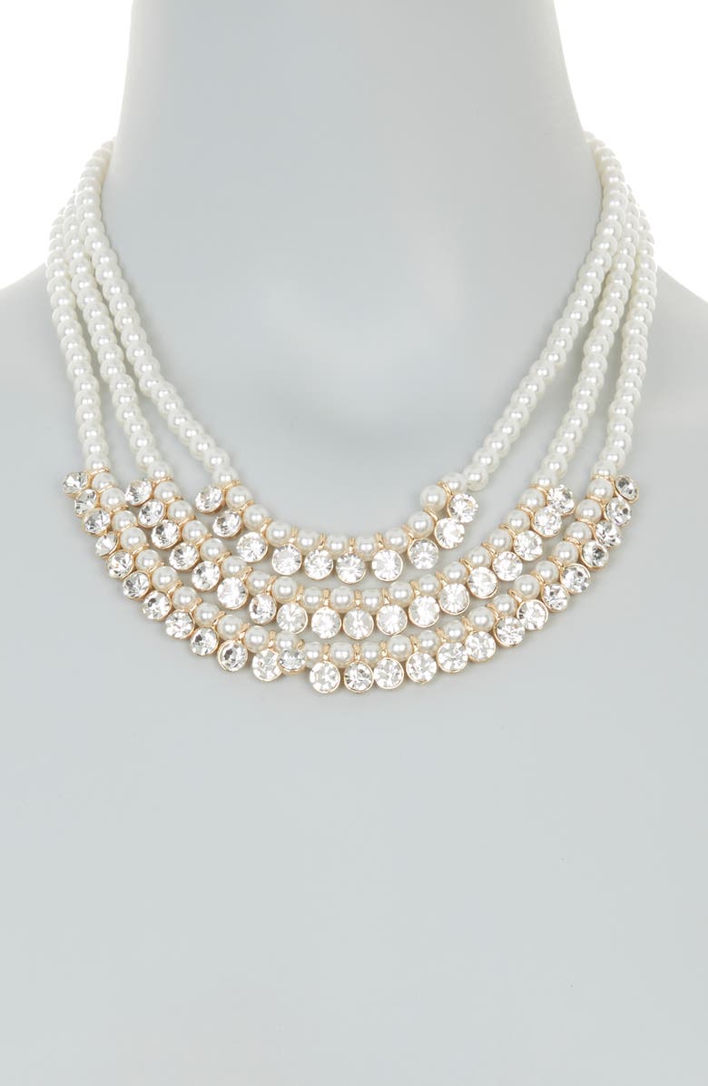 Tasha Imitation Pearl & Crystal Layered Bib Necklace | Nordstromrack