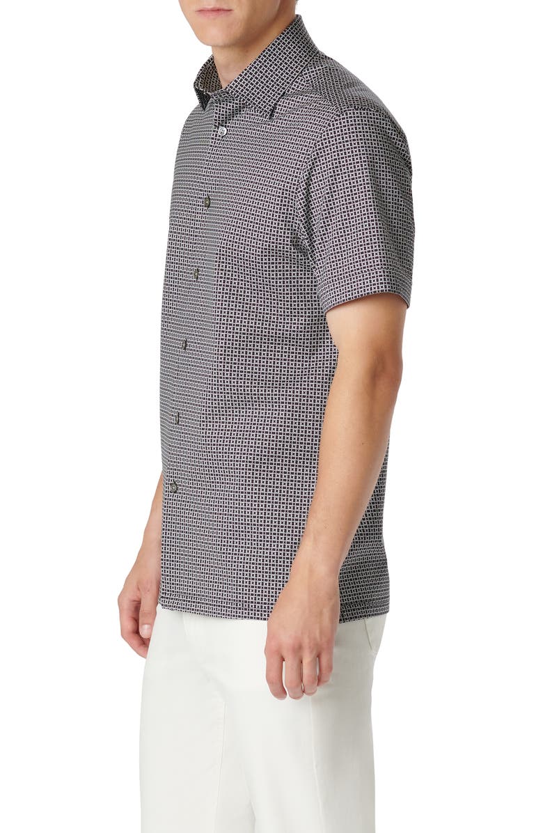 Bugatchi Milo OoohCotton® Chain Link Print Short Sleeve Button-Up Shirt ...