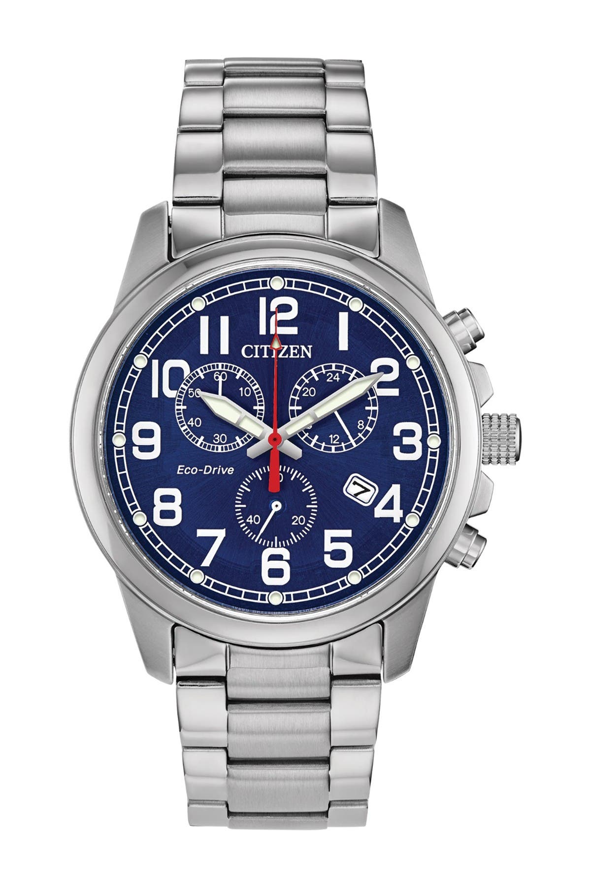Citizen Men's Stainless Steel Chronograph Blue Dial Bracelet Watch ...