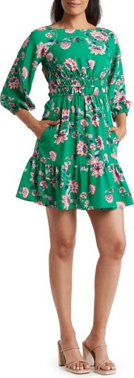 Eliza J Floral Balloon Sleeve Dress | Nordstromrack