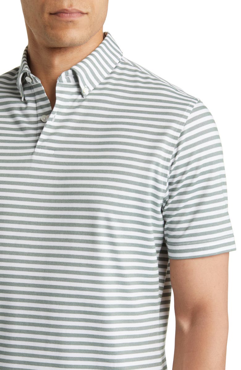 Peter Millar Albatross Stripe Pima Cotton Blend Piqué Button-Down Polo ...