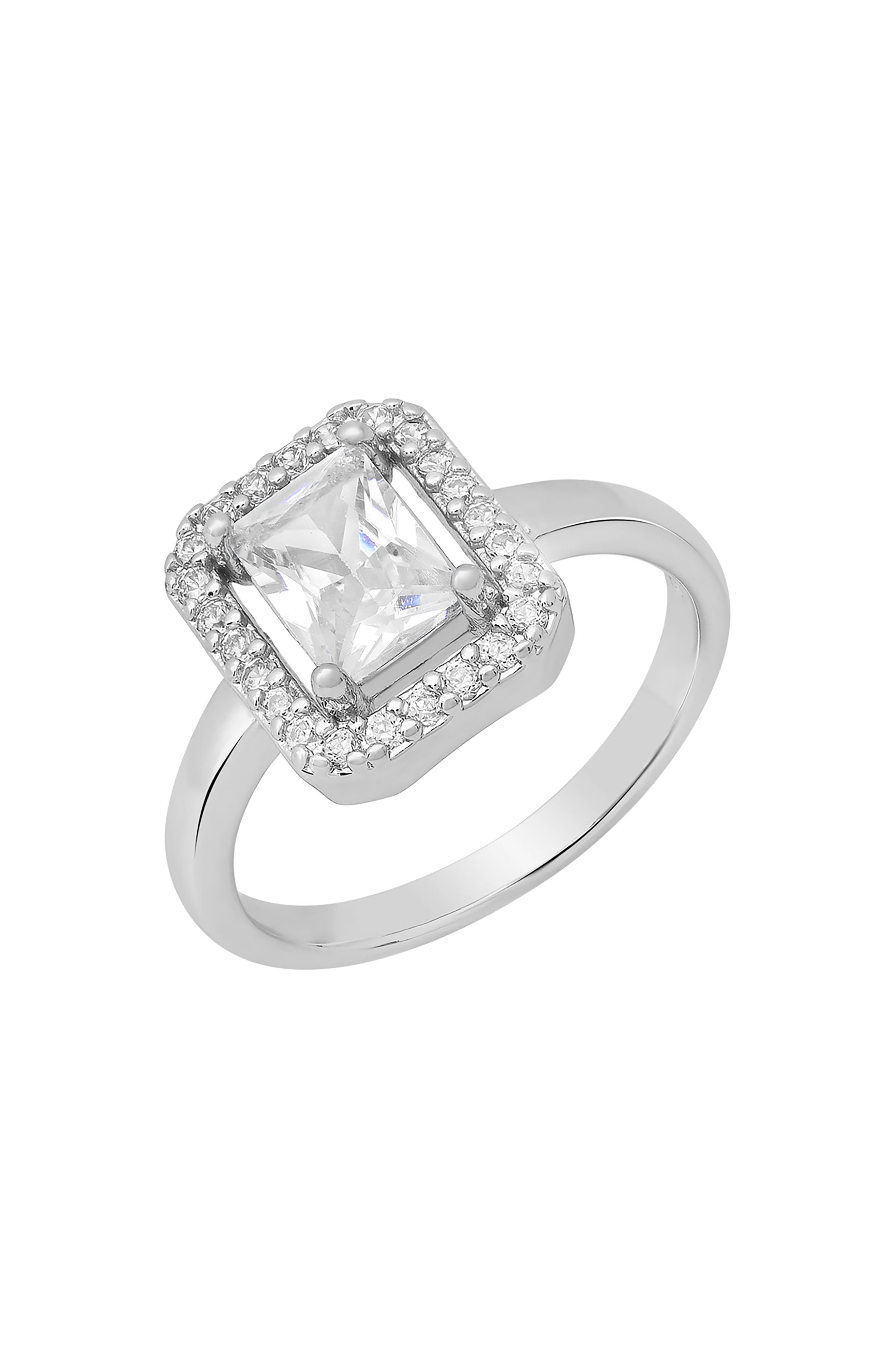 Cushion Cut Simulated Diamond Pavé Ring (Women) | Nordstromrack