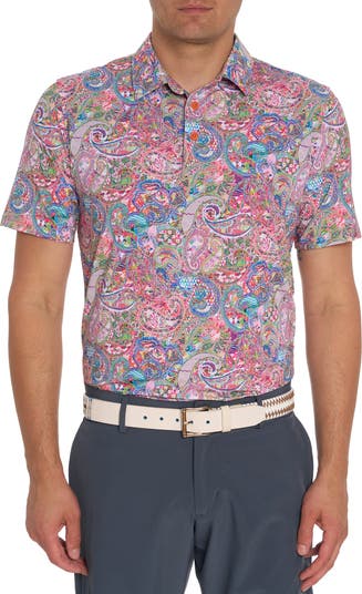 Robert Graham Goldberg Paisley Short Sleeve Performance Golf Polo ...
