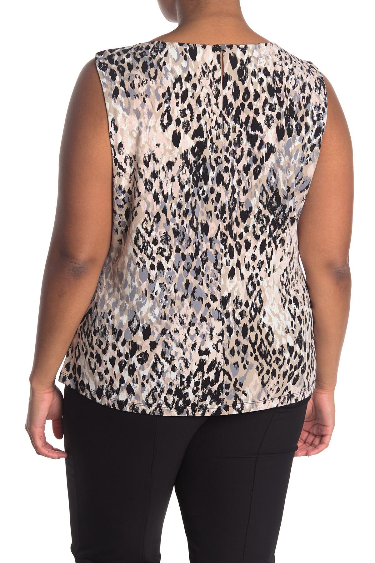 Calvin Klein Pleated Neck Leopard Printed Tank | Nordstromrack