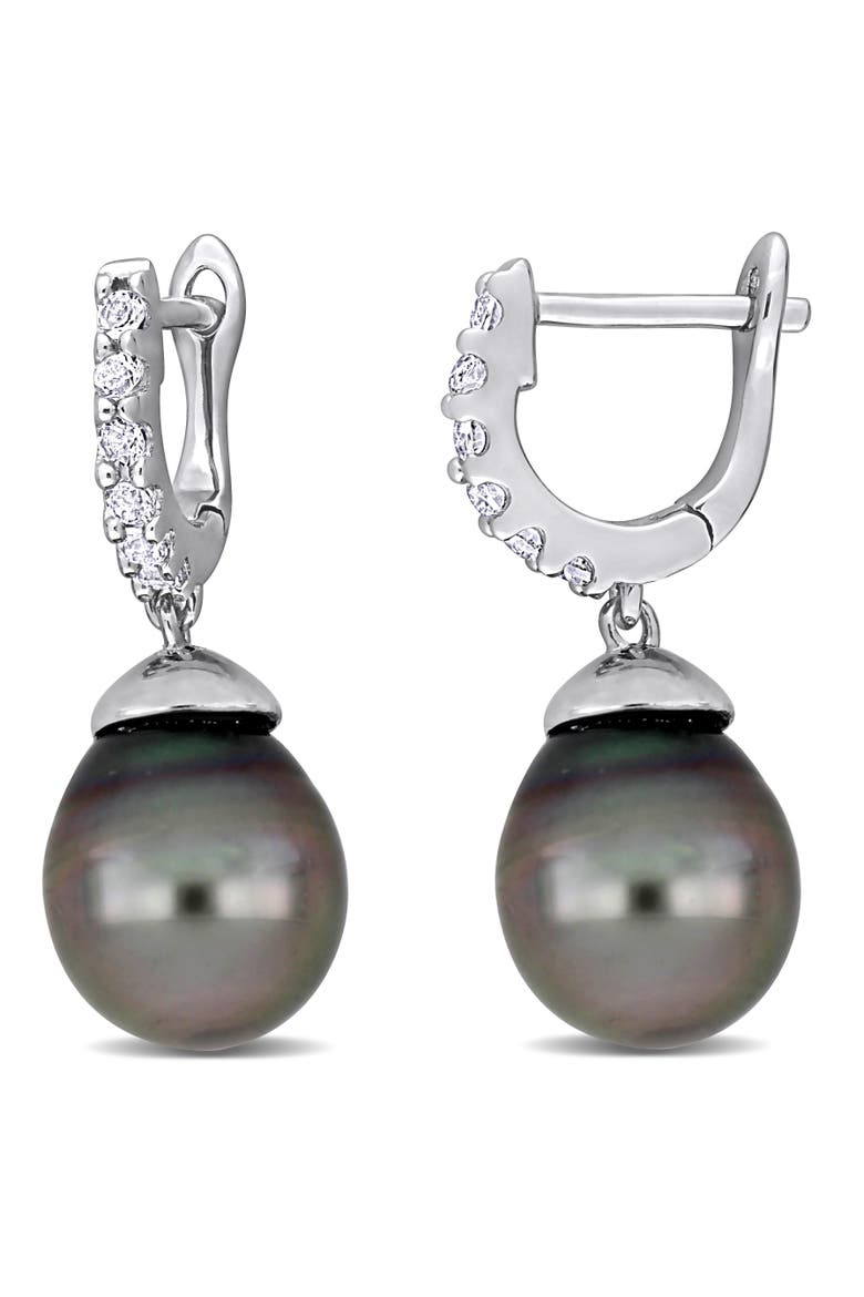 Tahitian Pearl & White Topaz Drop Earrings (Women) | Nordstrom