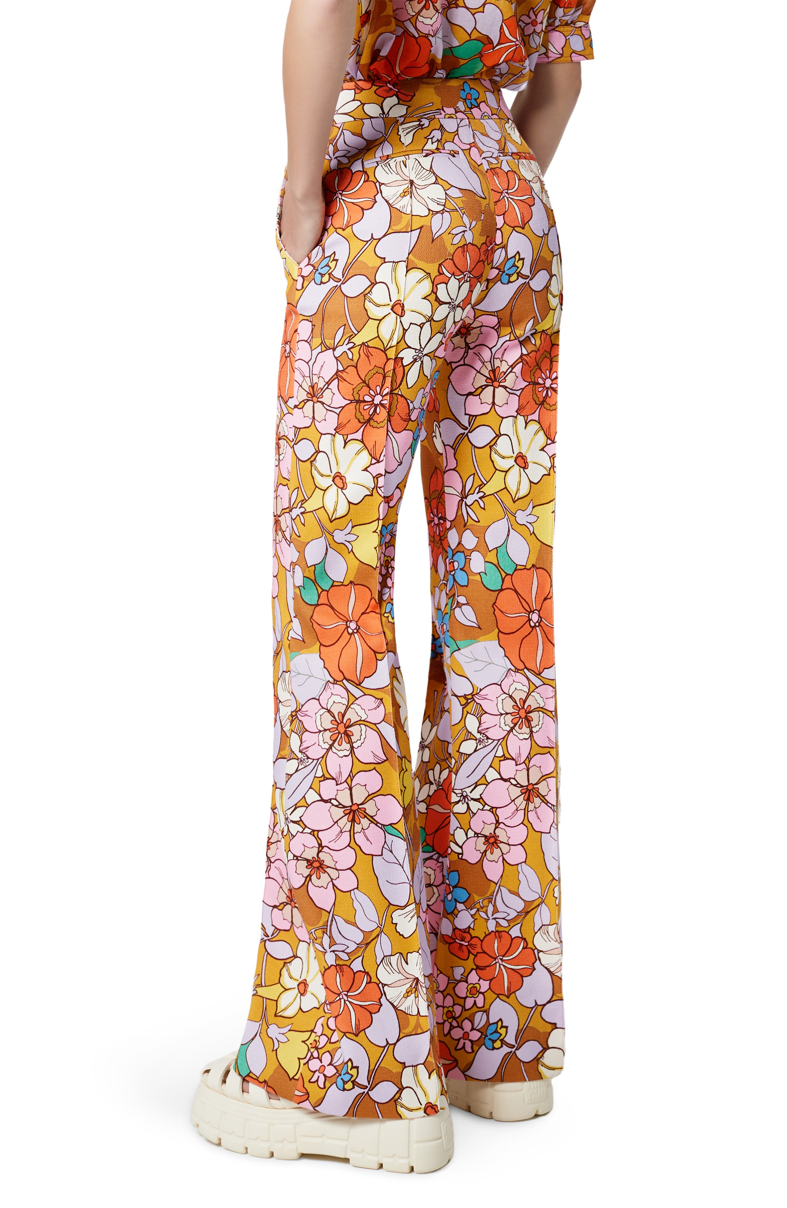 Smythe Floral Pin Tuck Wide Leg Pants | Nordstromrack