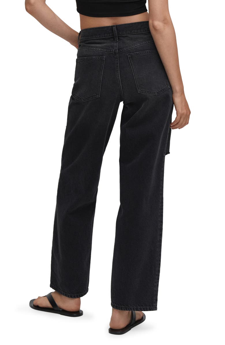 MANGO Ripped Knee Rigid Wide Leg Jeans | Nordstrom