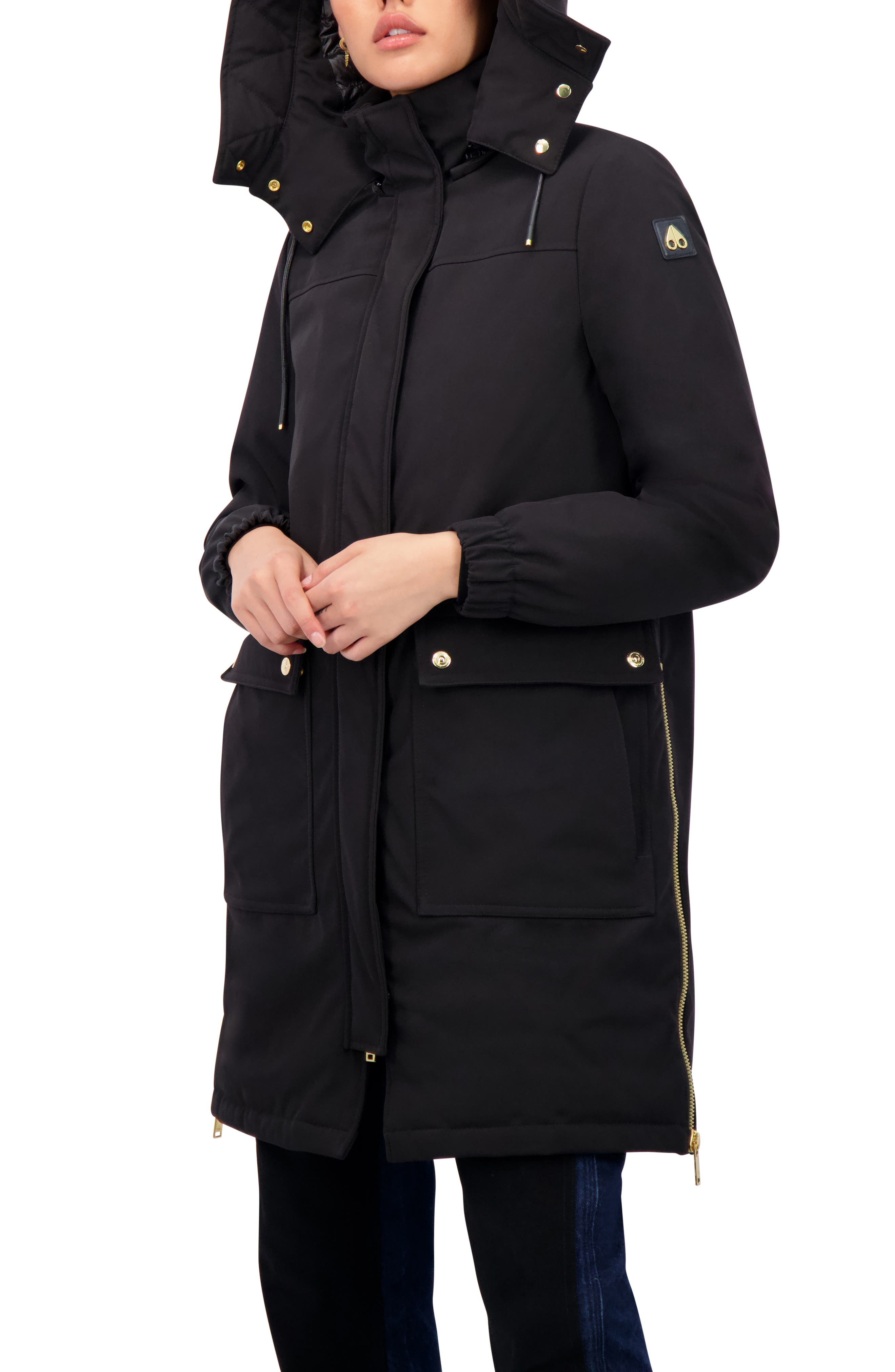 Moose Knuckles Marshall Hooded Soft Shell Down Raincoat (Women) | Nordstrom