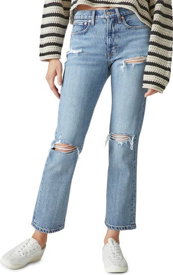 Lucky Brand Zoe Ripped High Waist Straight Leg Jeans | Nordstrom
