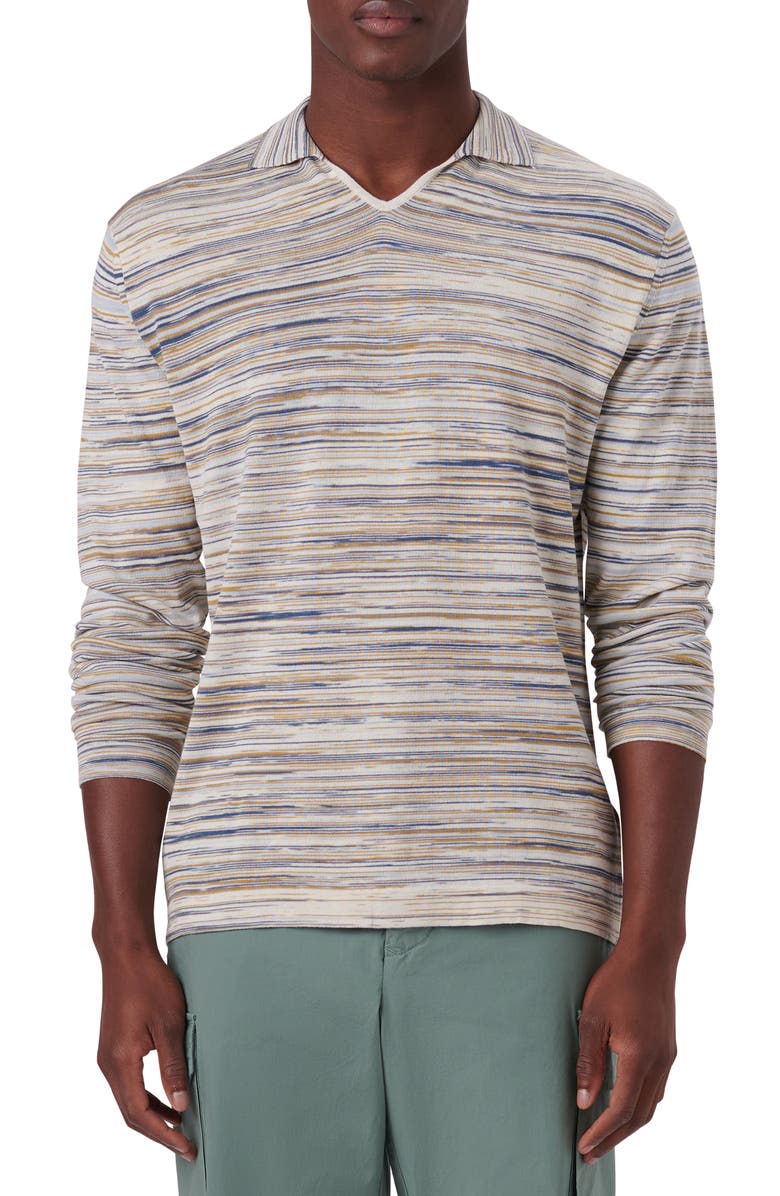Bugatchi Space Dye Stripe Long Sleeve Polo Sweater | Nordstromrack