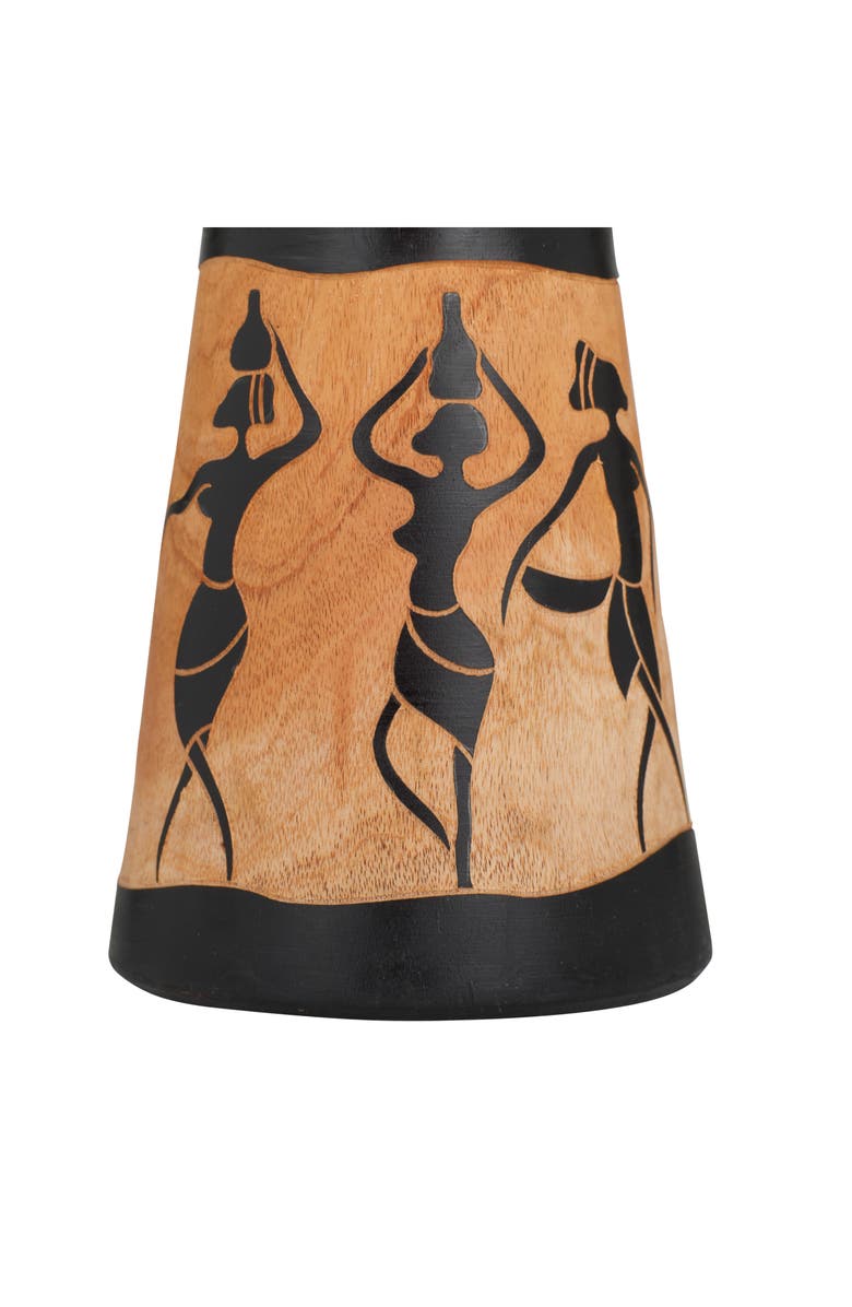 GINGER BIRCH STUDIO Black Wood Handmade Djembe Drum Sculpture with Rope ...
