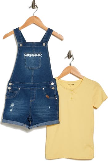 Joe's Kids' Short Sleeve Henley & Denim Shortalls Set | Nordstromrack