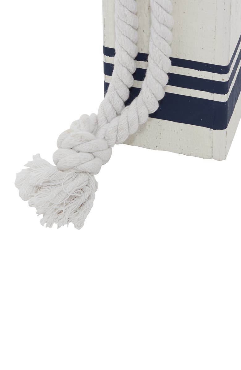 WILLOW ROW White Wood Handmade Buoy Sculpture with Rope Accent - Set of ...