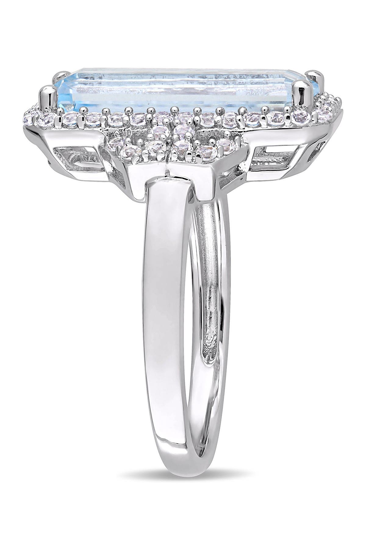 DELMAR Sterling Silver Sky Blue Emerald Cut Topaz & White Topaz Ring ...