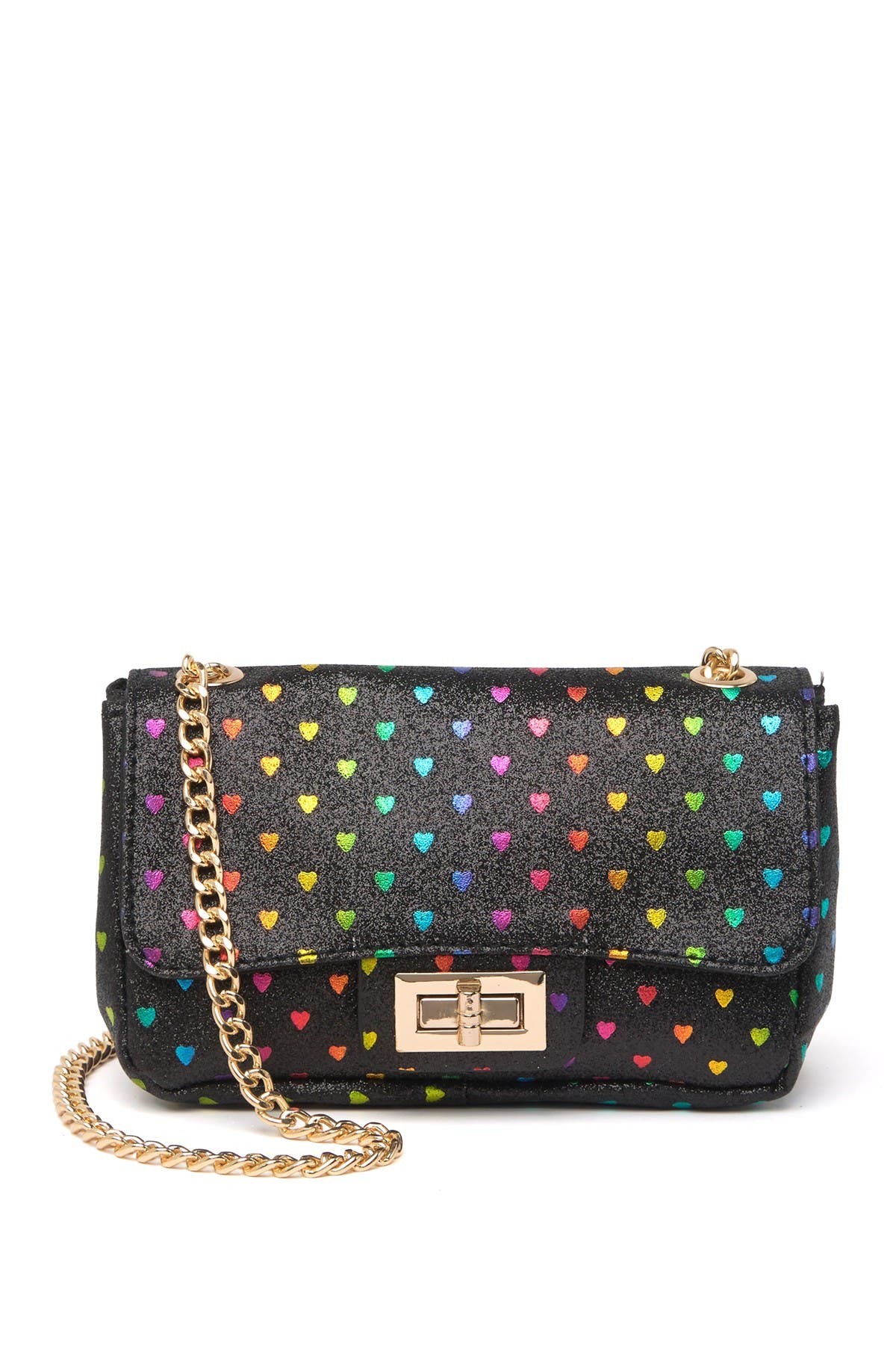 OLIVIA MILLER Black Glitter Rainbow Hearts Crossbody | Nordstromrack
