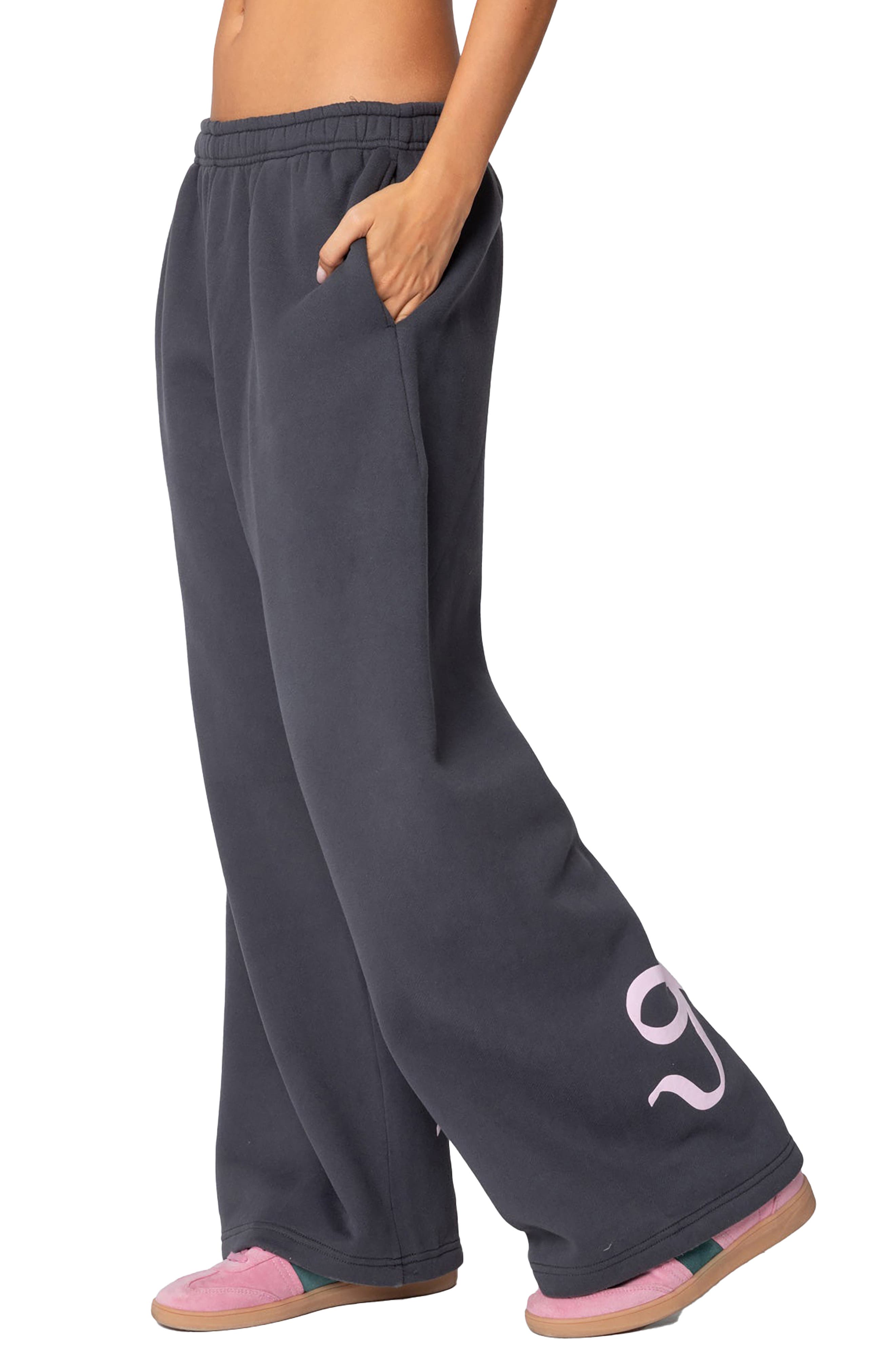 EDIKTED Bonney Bow Wide Leg Sweatpants | Nordstrom