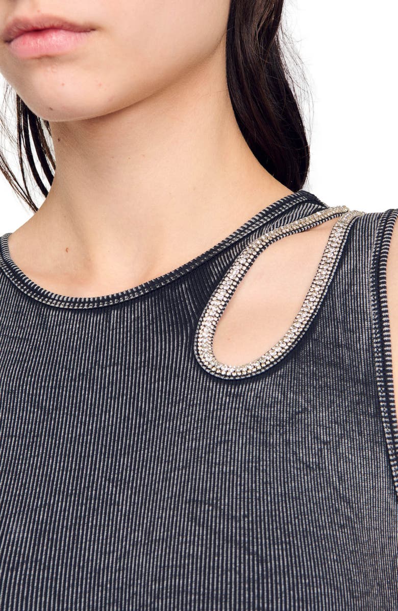 SANDRO Rhinestone one-shoulder bodysuit | Nordstrom