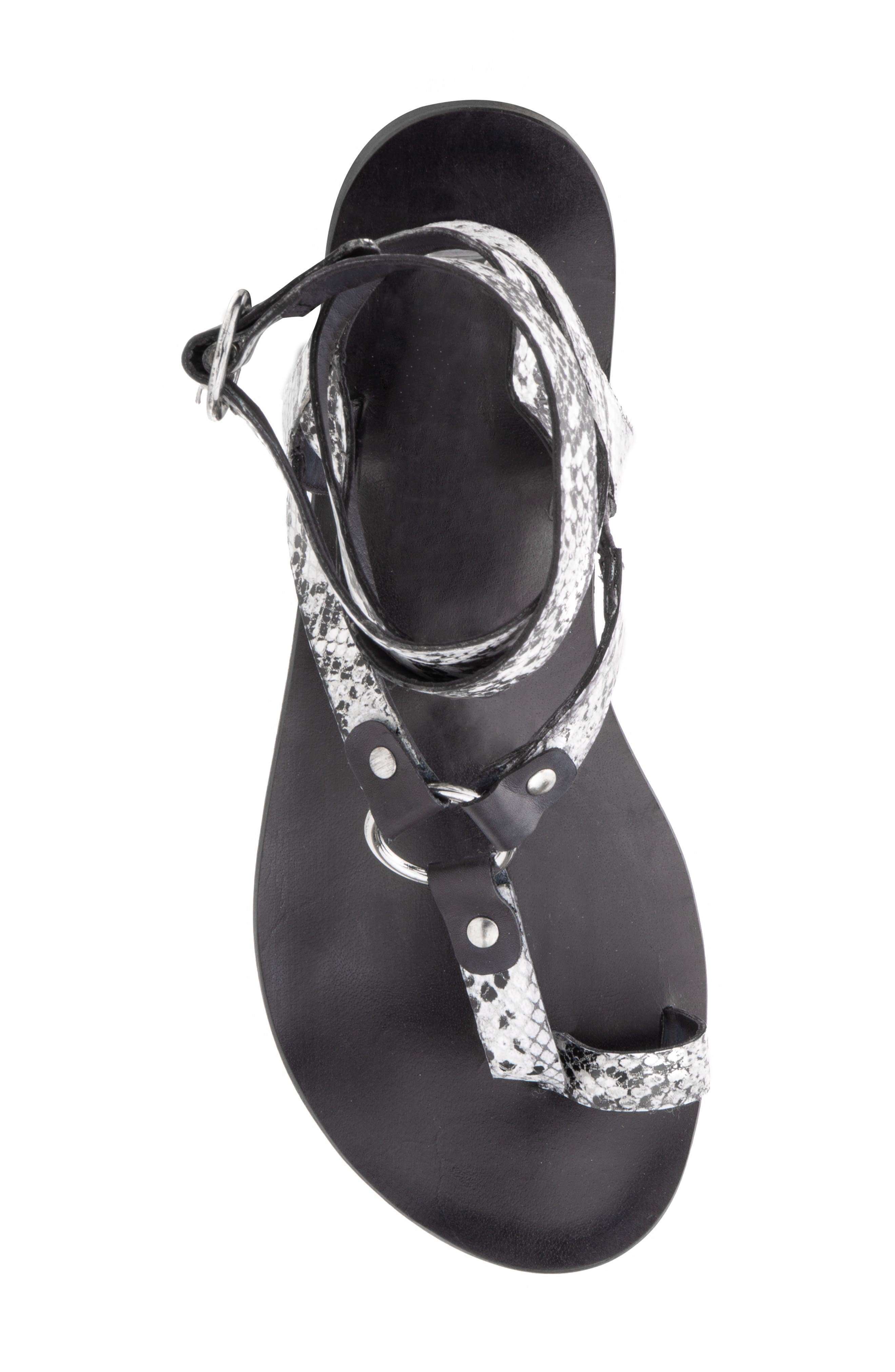 VINTAGE FOUNDRY Vina Snake Embossed Leather Ankle Strap Flat Sandal (Women) | Nordstromrack