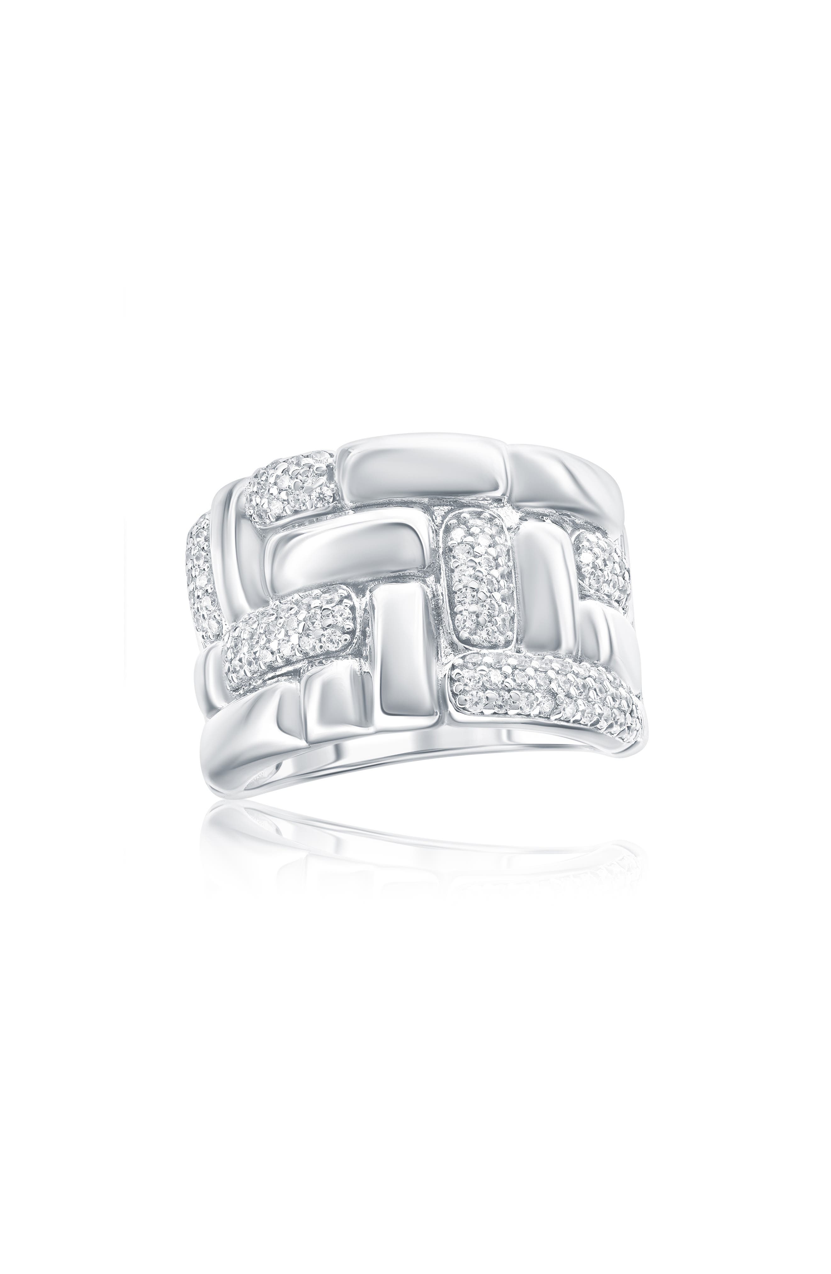 SUZY LEVIAN Cubic Zirconia Checkered Woven Band Ring | Nordstromrack