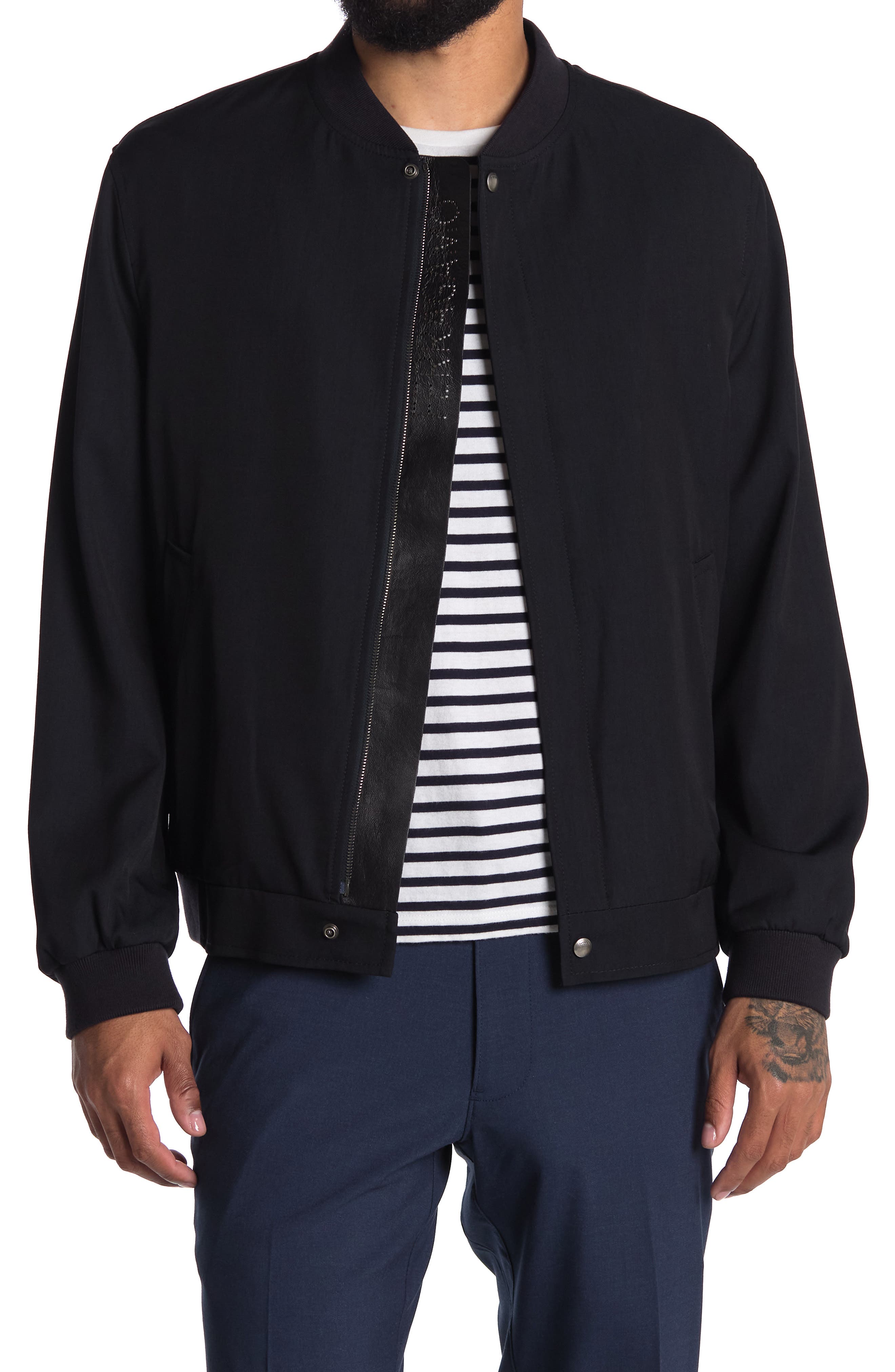 FERRAGAMO Lightweight Wool & Silk Blend Bomber Jacket | Nordstromrack