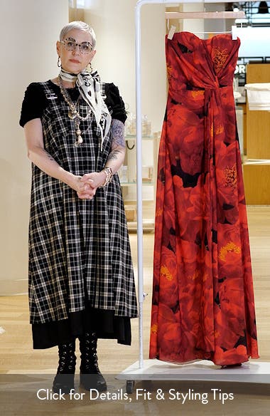 Chiara Boni La Petite Robe Floral Strapless Georgette Gown | Nordstrom