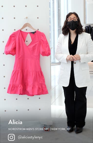 French Connection Birch Poplin Puff Sleeve Minidress | Nordstrom