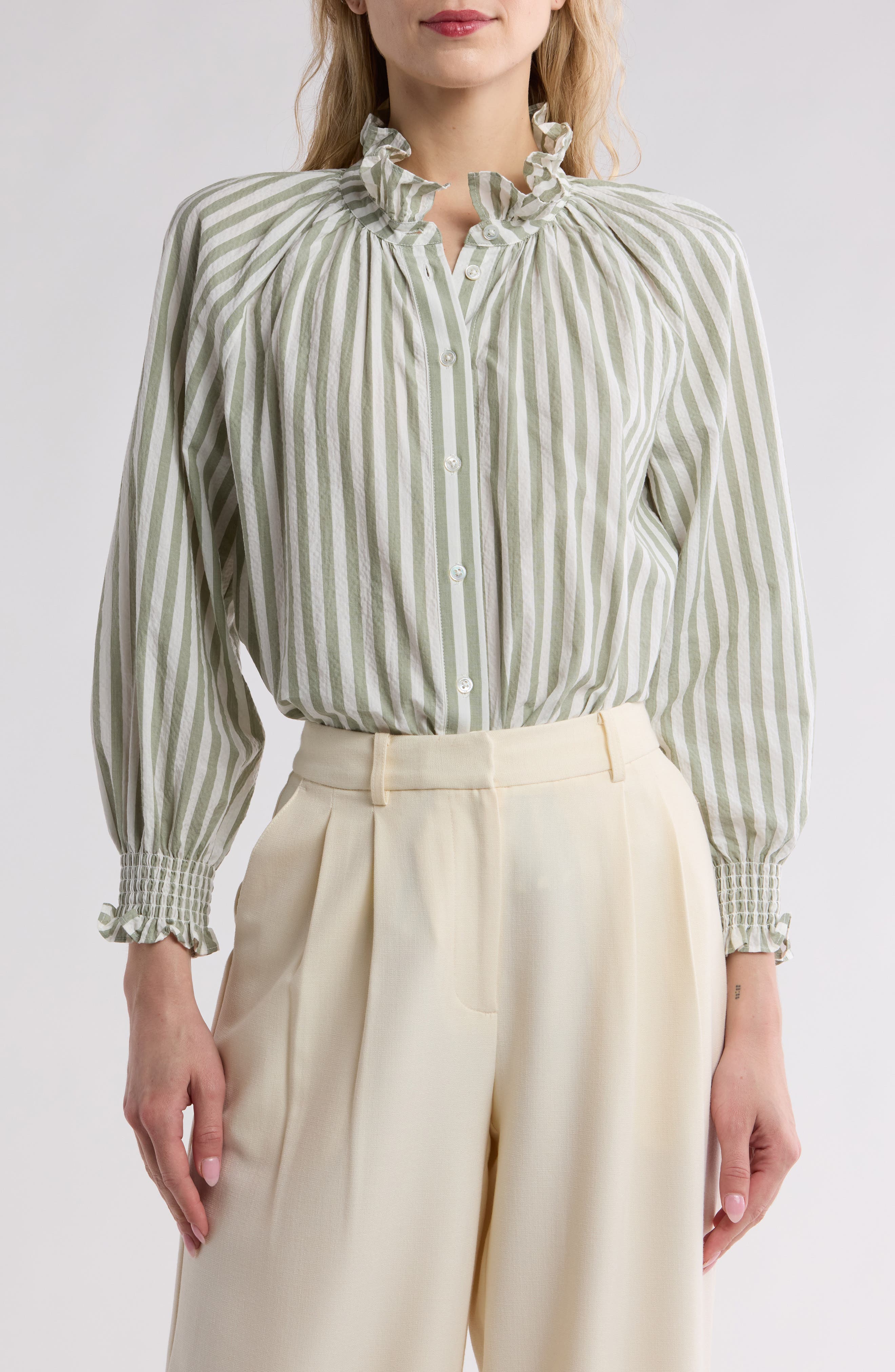 Veronica Beard Calisto Ruffle Button-Up Shirt | Nordstromrack