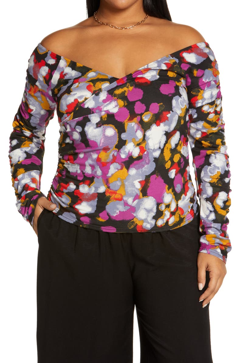 Open Edit Off the Shoulder Ruched Top | Nordstrom