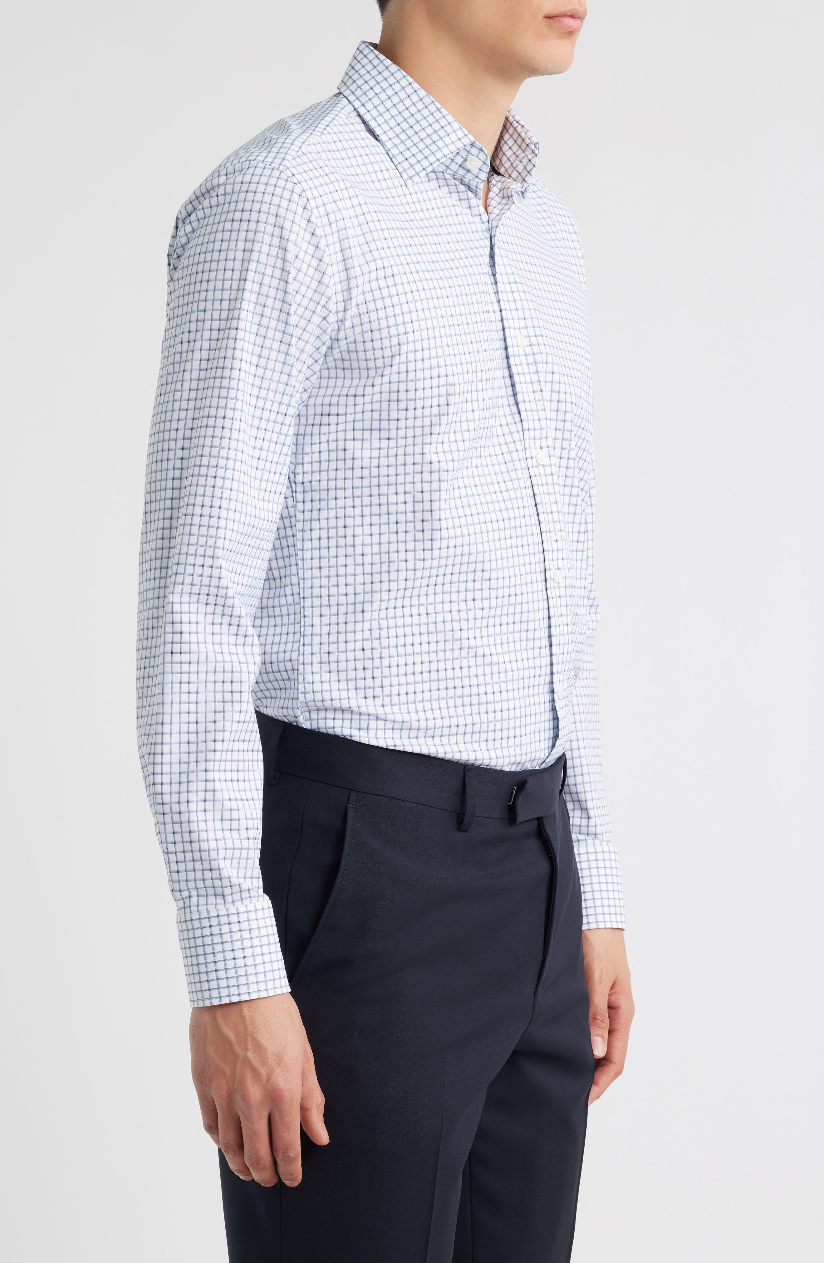 BOSS Hank Kent Slim Fit Check Performance Twill Dress Shirt | Nordstromrack