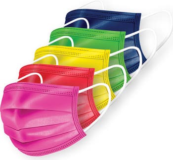 Medipop 5-Pack Adult Disposable Rainbow Pleated Face Masks | Nordstrom