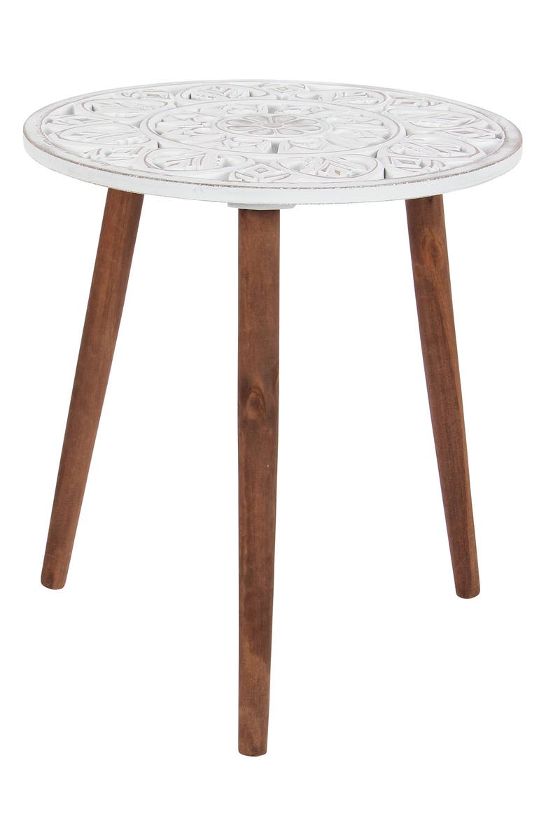 GINGER BIRCH STUDIO White Wood Handmade Intricately Carved Floral ...
