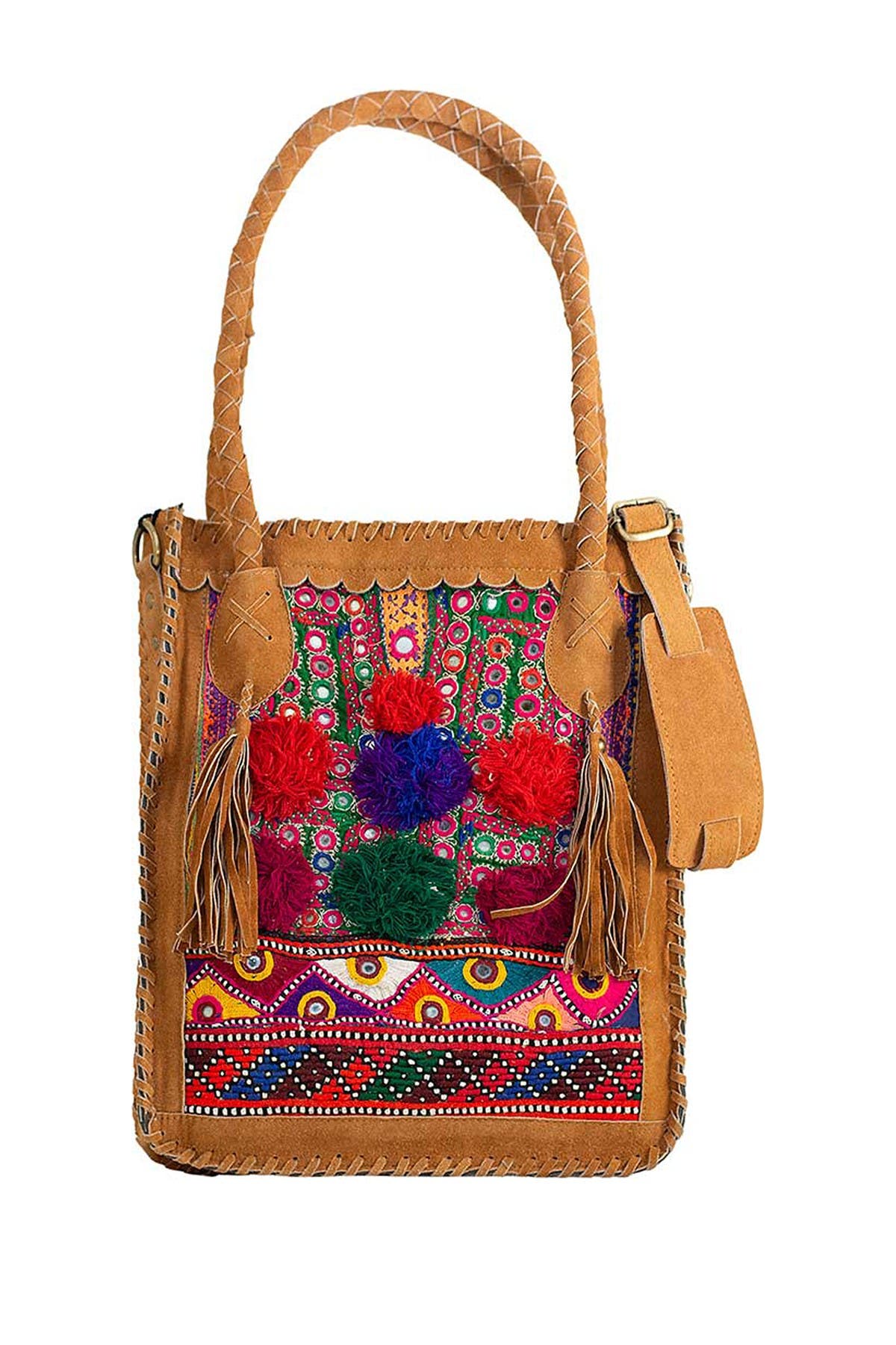 VINTAGE ADDICTION Suede & Vintage Fabric Crossbody Bag | Nordstromrack