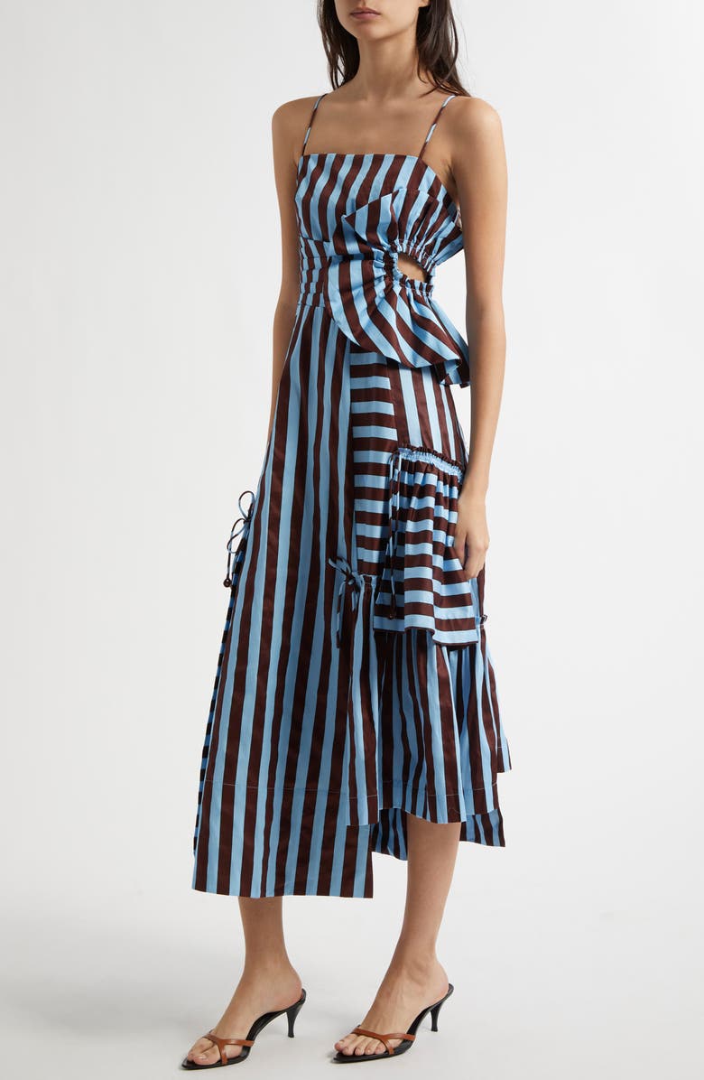 FARM Rio Tropical Flight Stripe Asymmetric Cotton Sateen Sundress ...