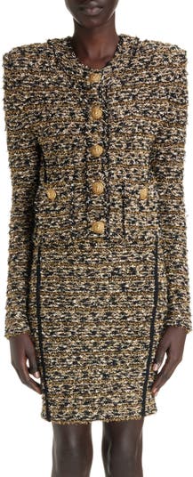 Balmain Metallic Tweed Crop Jacket | Nordstrom