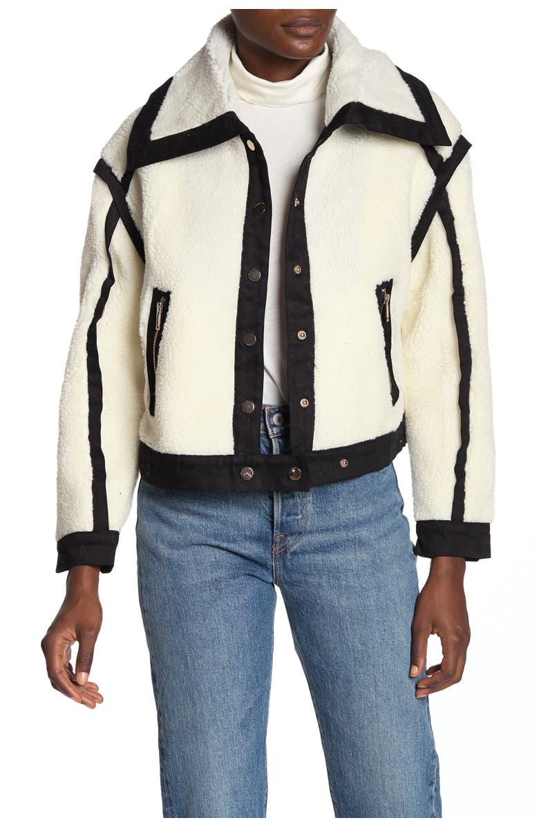 DOLCE CABO Faux Shearling Contrast Trim Jacket | Nordstromrack