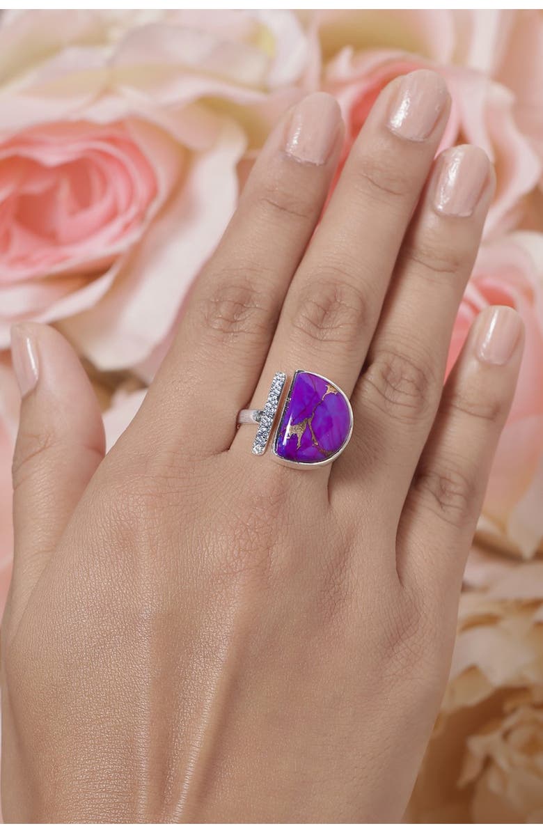 NITYA Purple Copper Turquoise Hammered Bar Sterling Silver Ring ...
