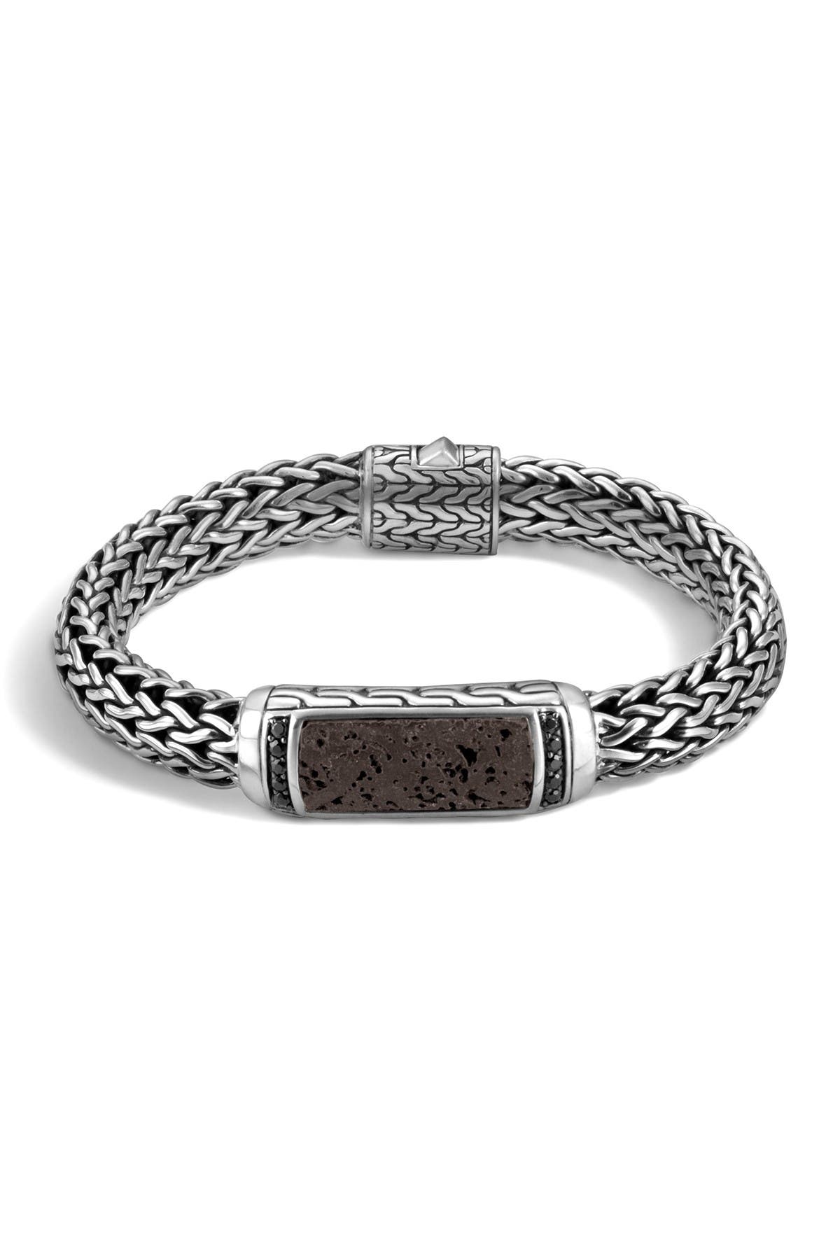 John Hardy Men's Batu Sterling Silver Black Volcanic Rock & Black ...
