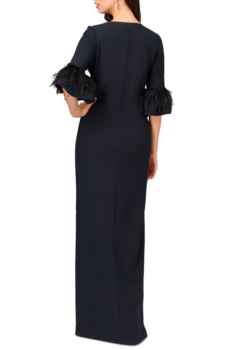Aidan Mattox by Adrianna Papell Feather Trim Column Gown | Nordstrom
