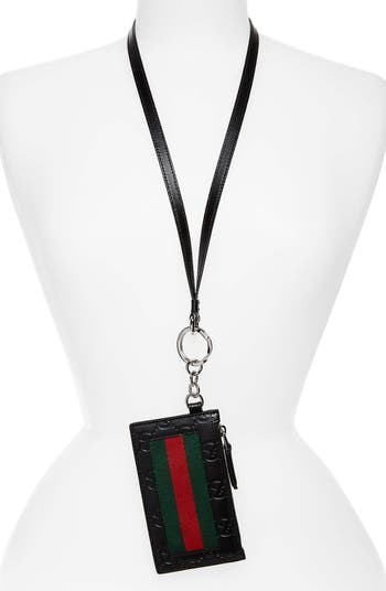 Gucci Signature Leather Lanyard Card Case | Nordstrom